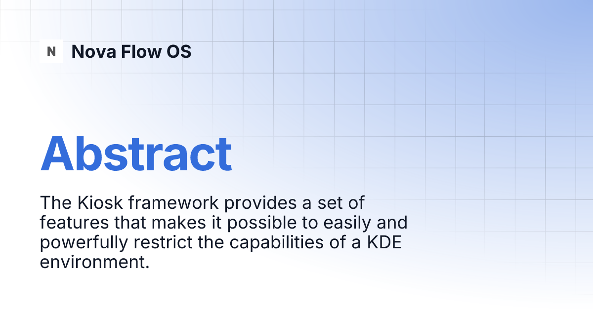 Abstract | KDE Developer Platform | Nova Flow OS