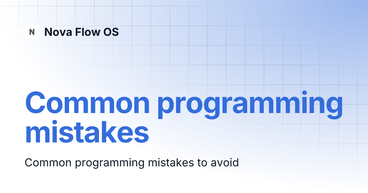 Common programming mistakes | KDE Developer Platform | Nova Flow OS