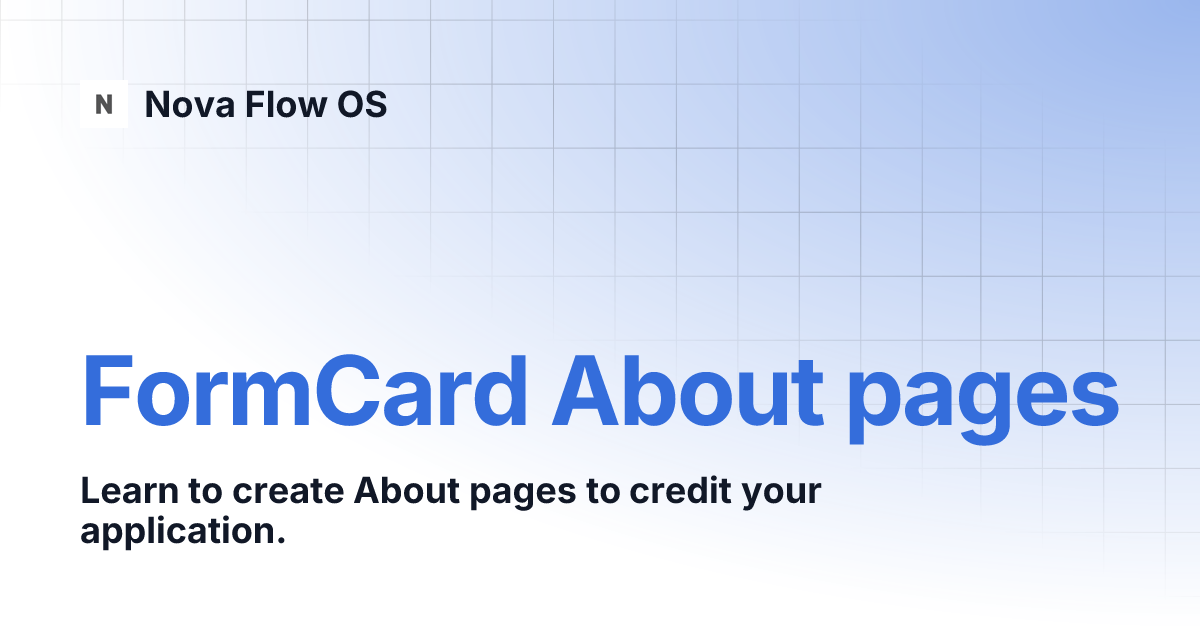FormCard About pages | Nova Flow OS