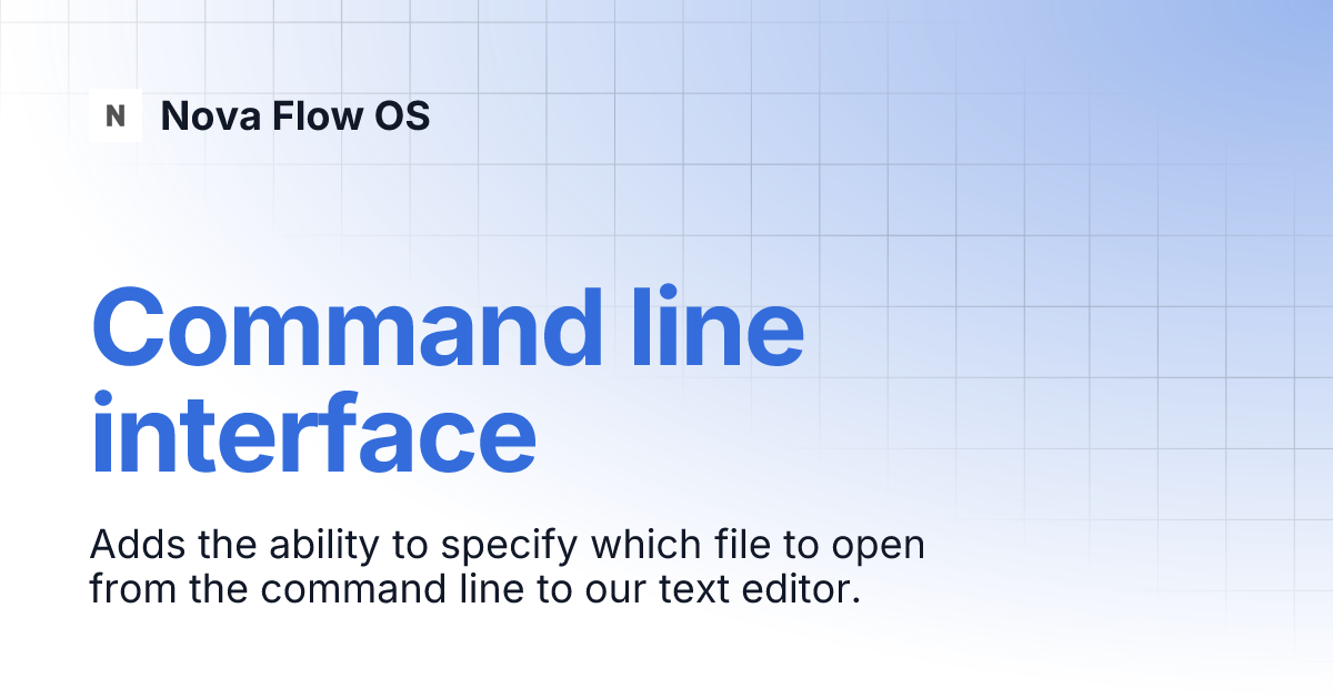 Command line interface | Nova Flow OS