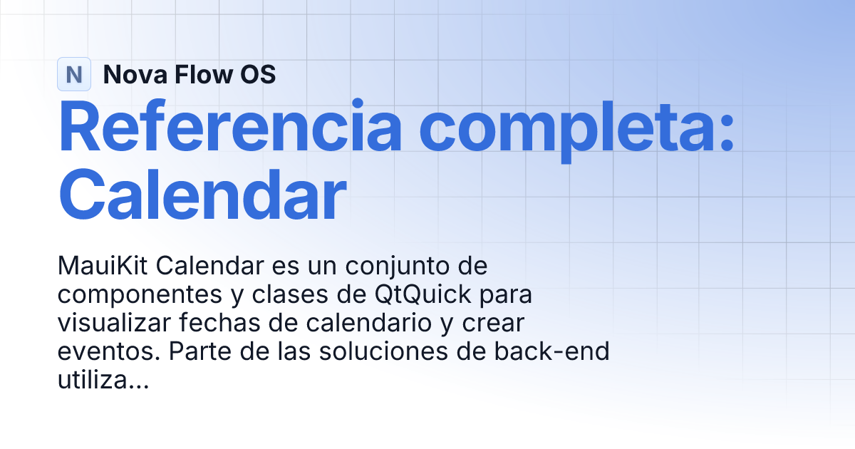 Referencia completa: Calendar | Nova Flow OS