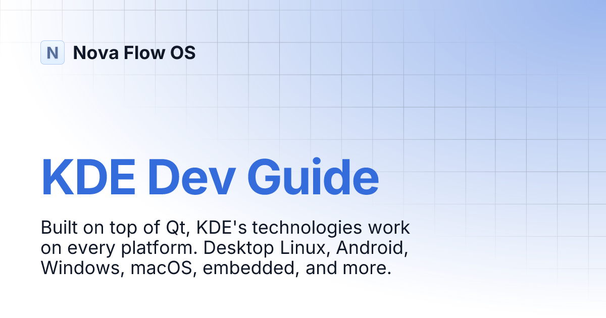 KDE Dev Guide | Nova Flow OS